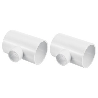 1 1/2" x 3/4" 3 Way Tee Pipe Fittings UPVC, 2 Pack Joint Coupling Pipe, White - Bed Bath ...